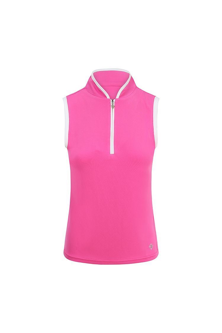 Pure Golf Ladies Bloom Sleeveless Polo Shirt - Azalea Pink - PG99013