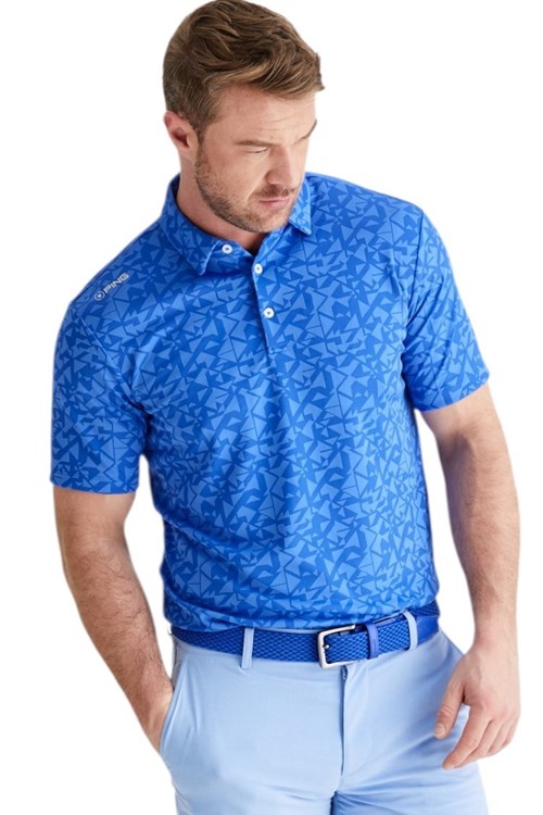Ping Men's Geo-Camo Jacquard Golf Polo - Ultra Blue - XXL ONLY - P03726